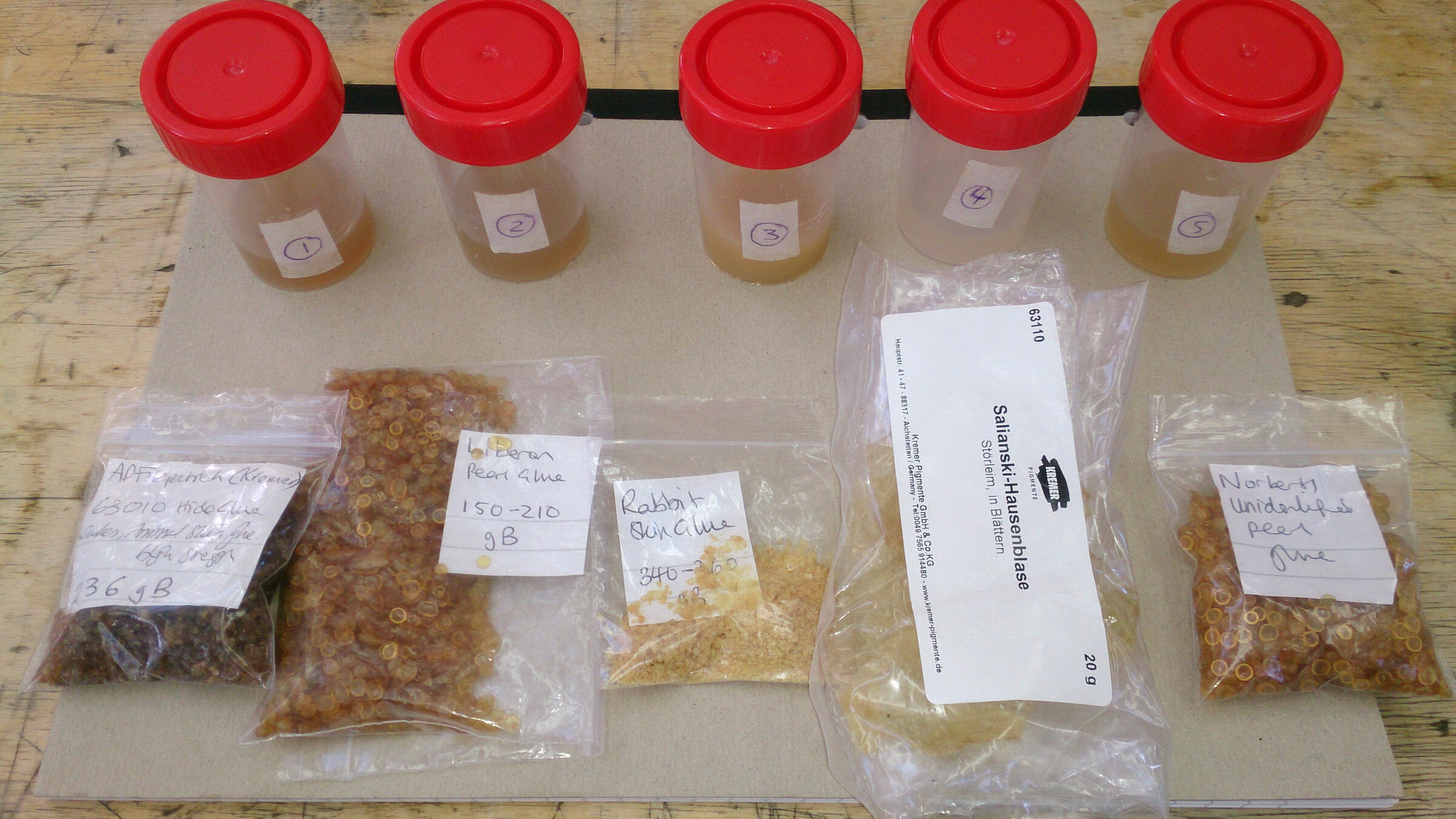 The preparation of the five glue samples was followed accordingto ...
