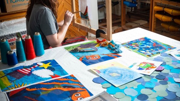 Unique tapestry designed by children and woven by West Dean Tapestry Studio